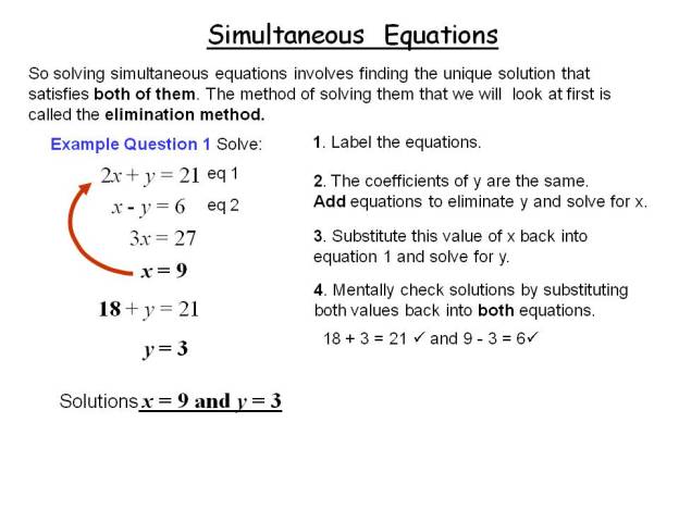 Mathematics Paper: Simultaneous Equations - Tips & Sample Questions